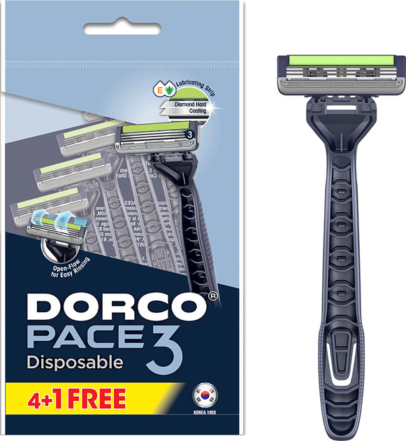 ᐉ Купити Бритви одноразові Dorco Pace 3 для чоловіків, 3 леза (5 шт) за ...